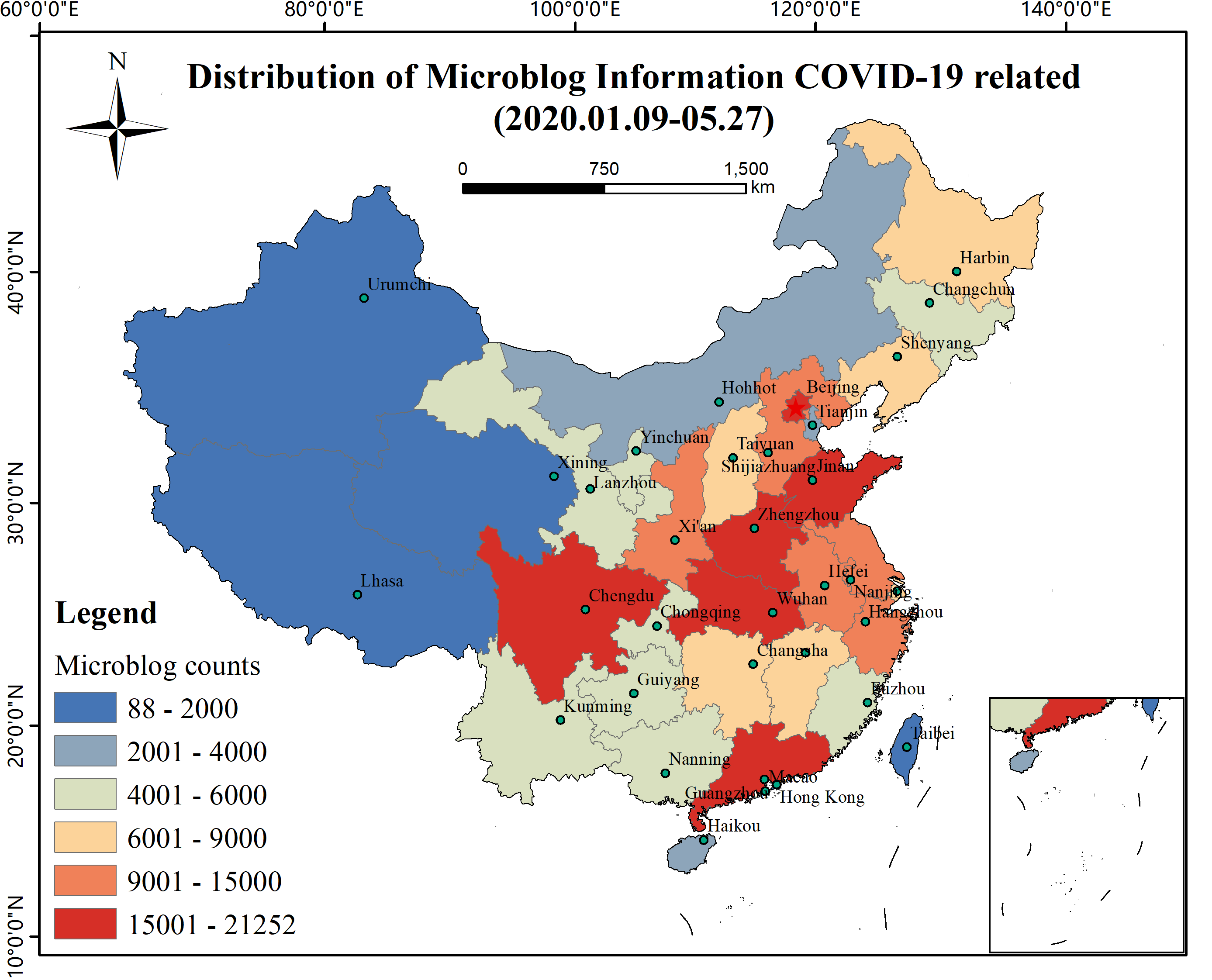 Distribution map of microblog information in public opinion analysis ...